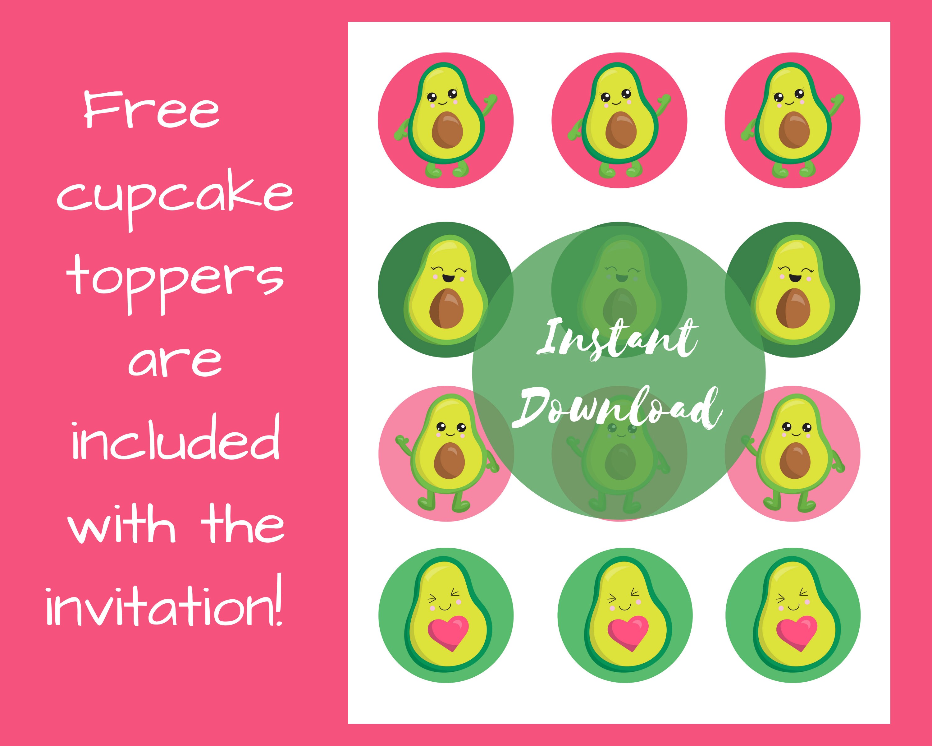 avocado-birthday-party-invitation-kids-avocado-invitation-etsy