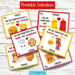 Kids Valentines, Printable Valentines, Kawaii Food Valentines, Kids ...