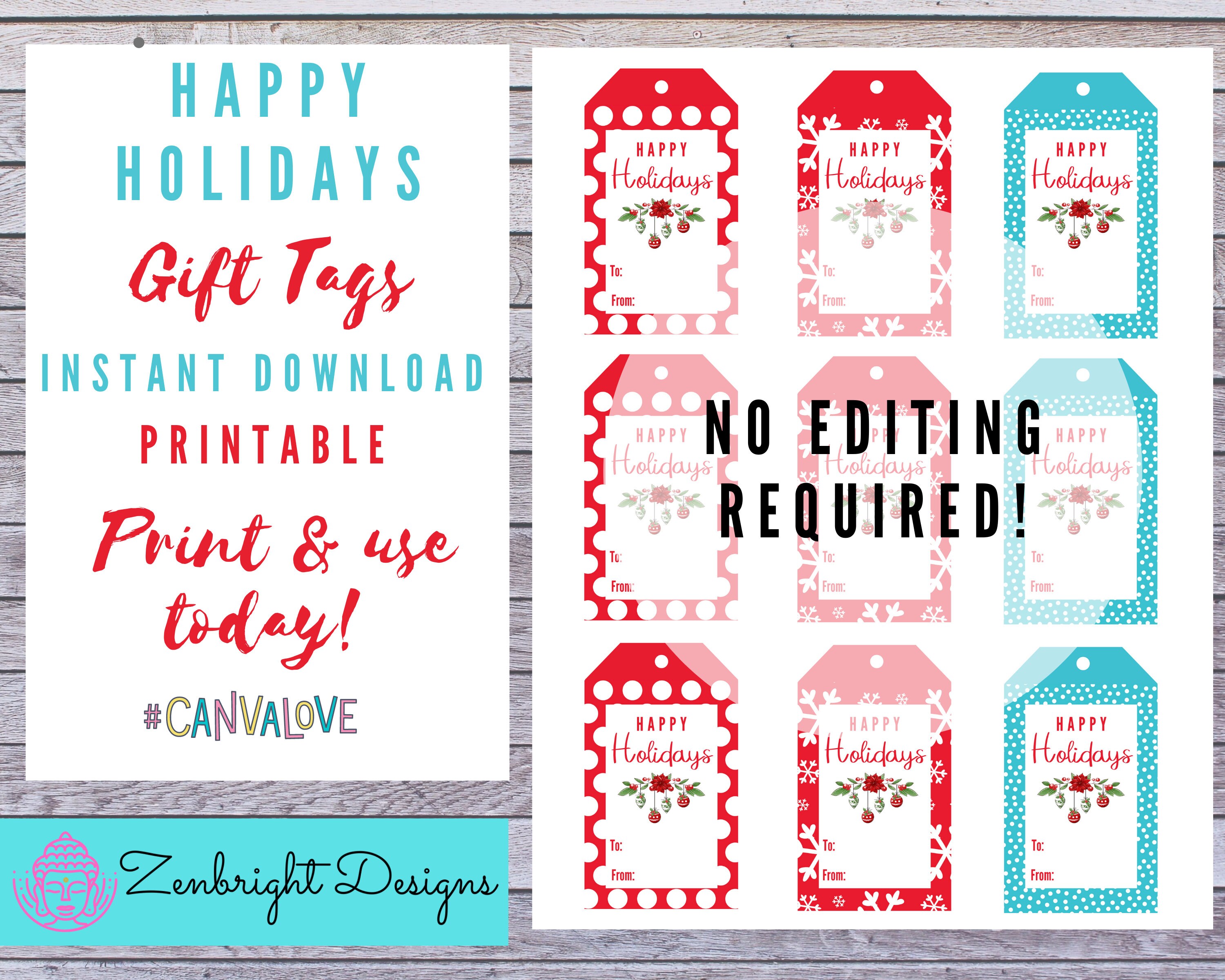 Christmas Gift Tags, Holiday Gift Tags Printable, Christmas Gift Labels ...
