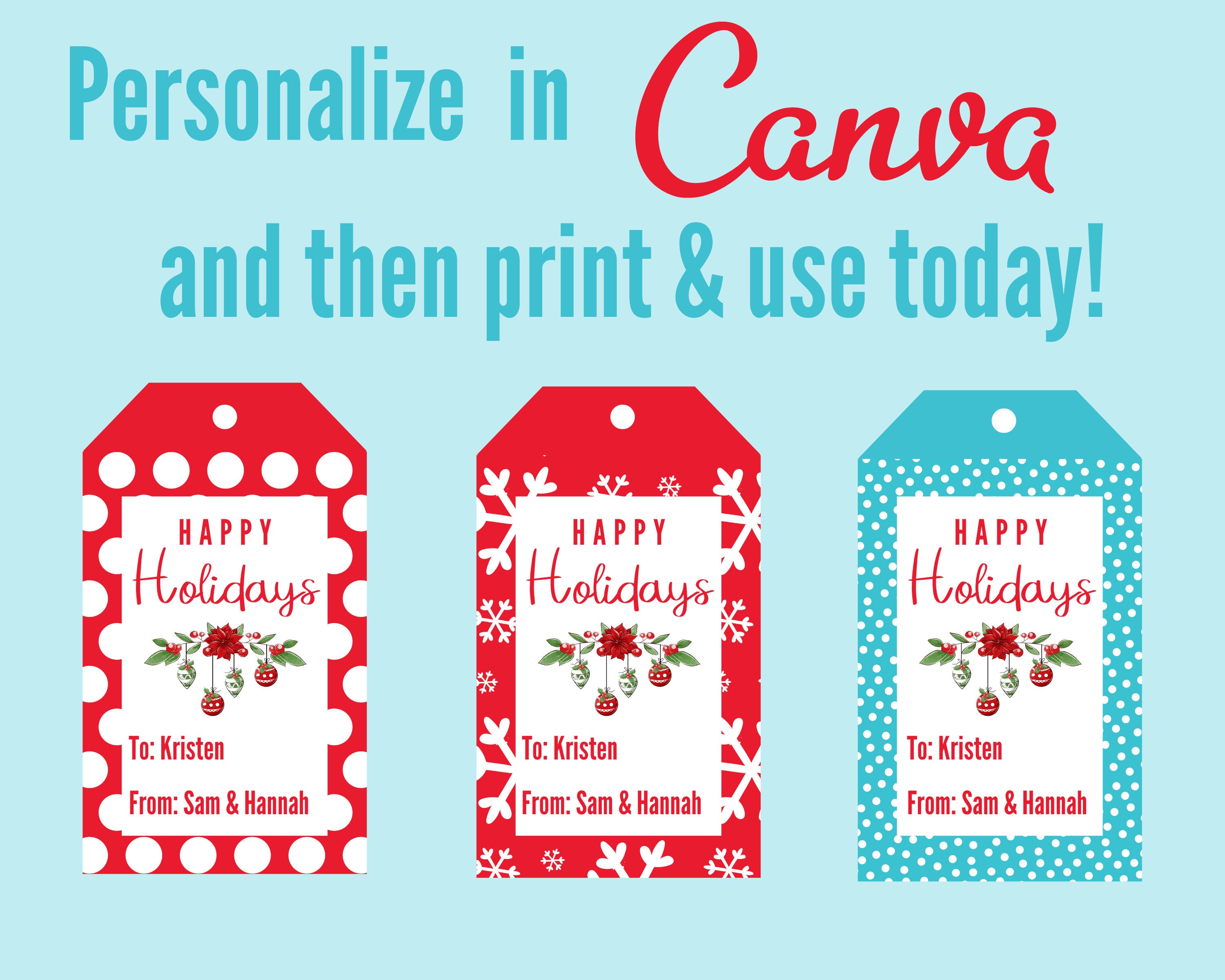 Christmas Gift Tags, Holiday Gift Tags Printable, Christmas Gift Labels ...