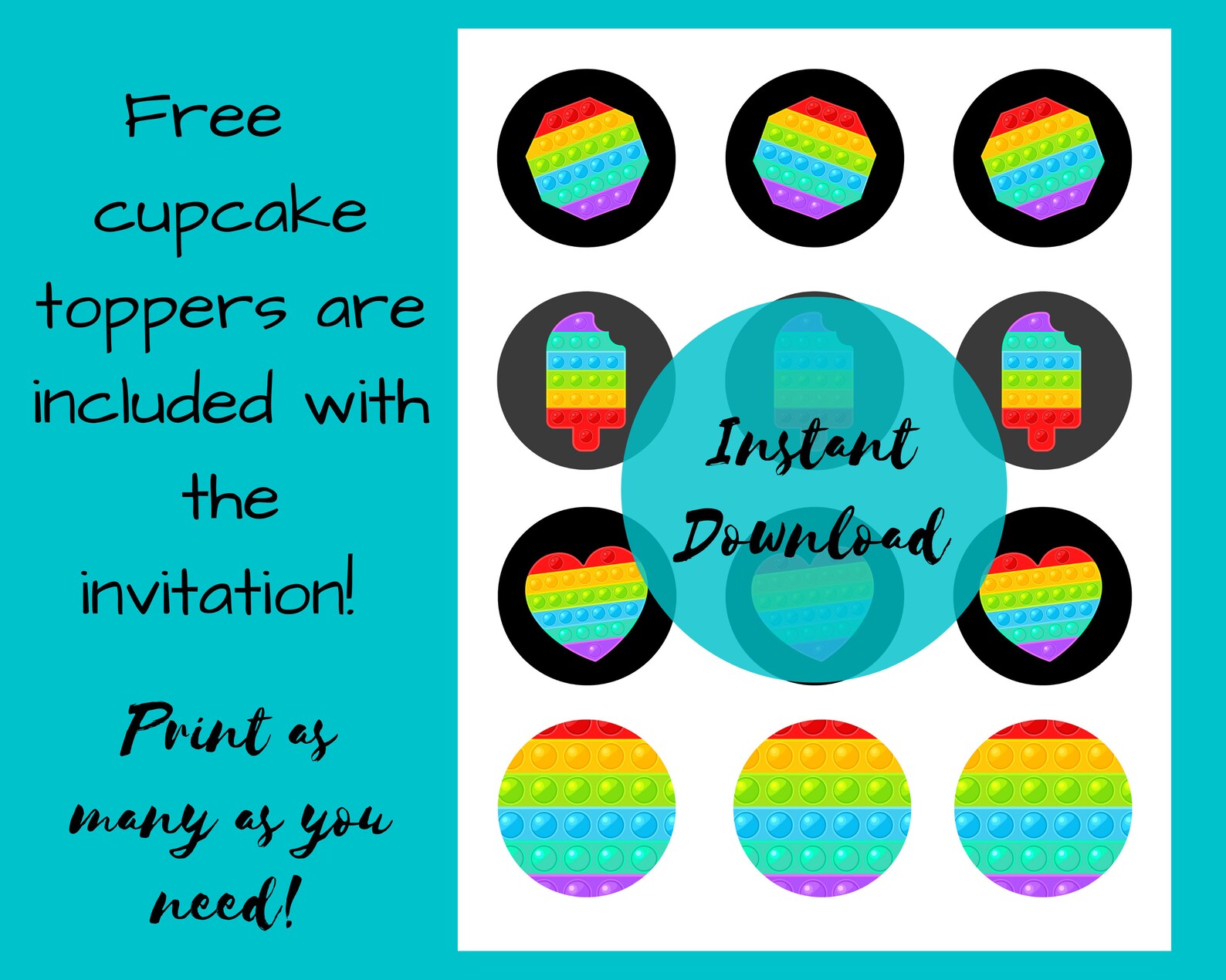 Pop It Birthday Party Invitation, Editable Pop It Invitation, Fidget ...