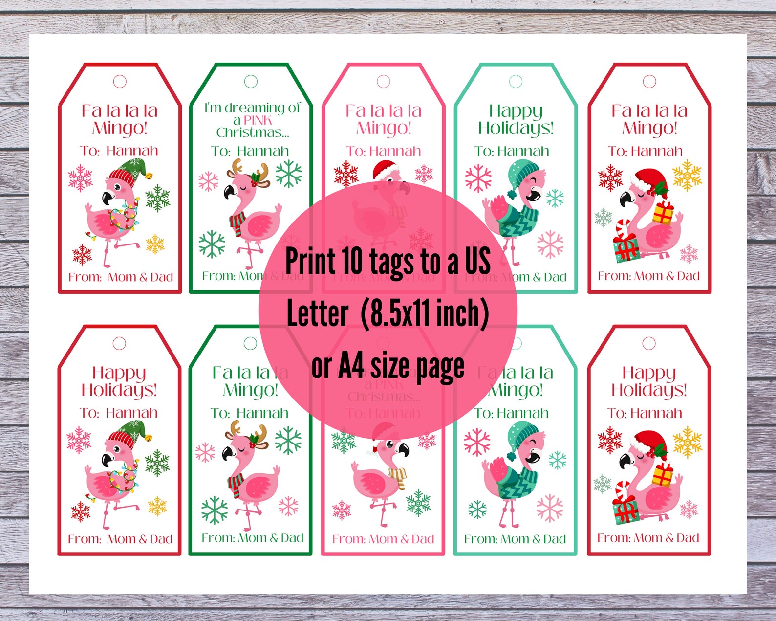 Editable Christmas Gift Tags, Tropical Christmas, Holiday Gift Tags ...