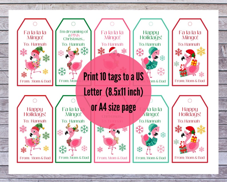 Editable Christmas Gift Tags, Tropical Christmas, Holiday Gift Tags ...