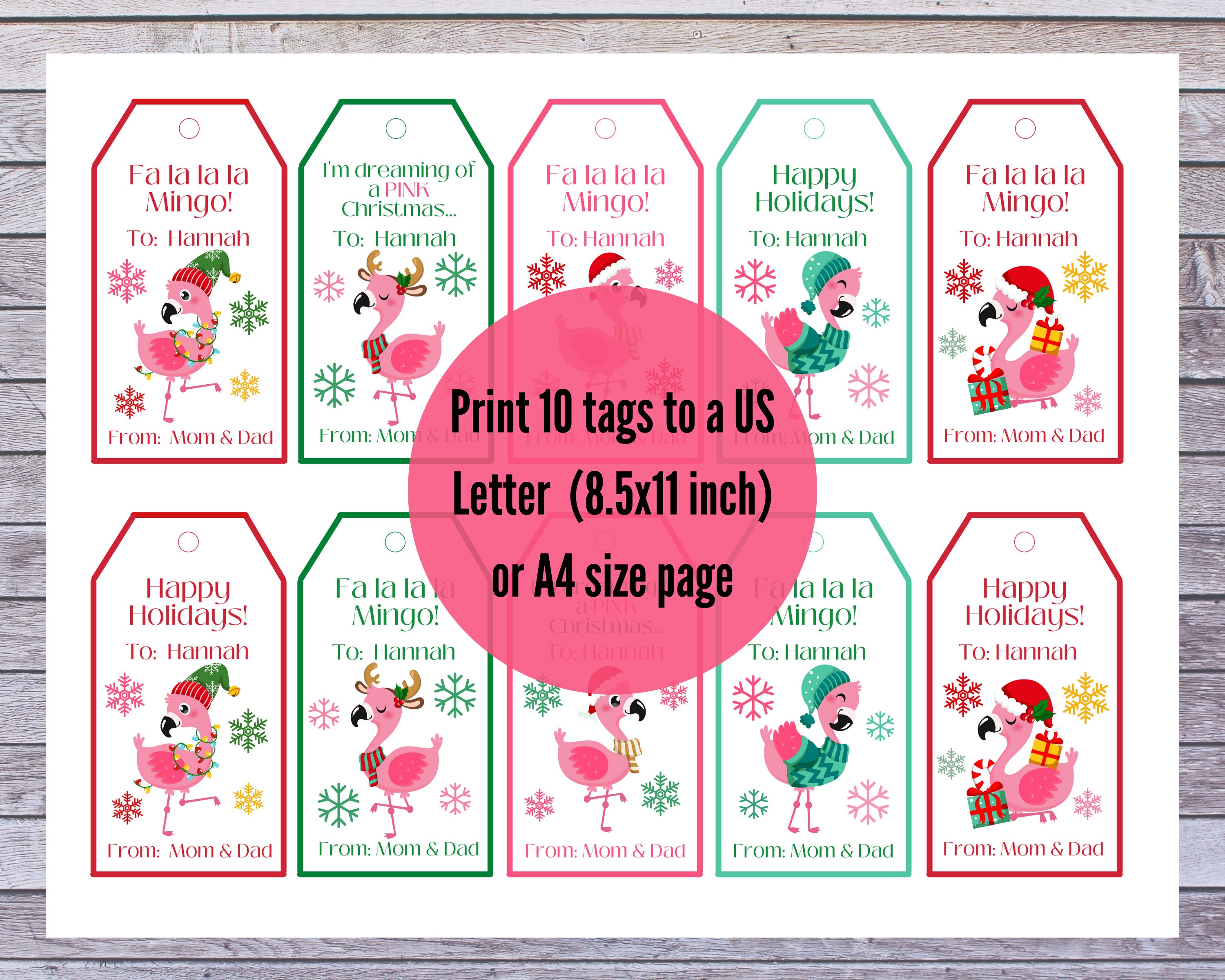 Editable Christmas Gift Tags, Tropical Christmas, Holiday Gift Tags ...