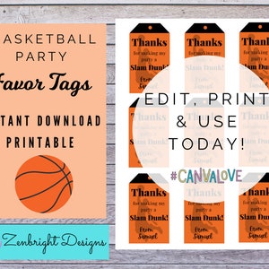 Basketball Favor Tags, Basketball Birthday Party, Basketball Goodie Bag ...