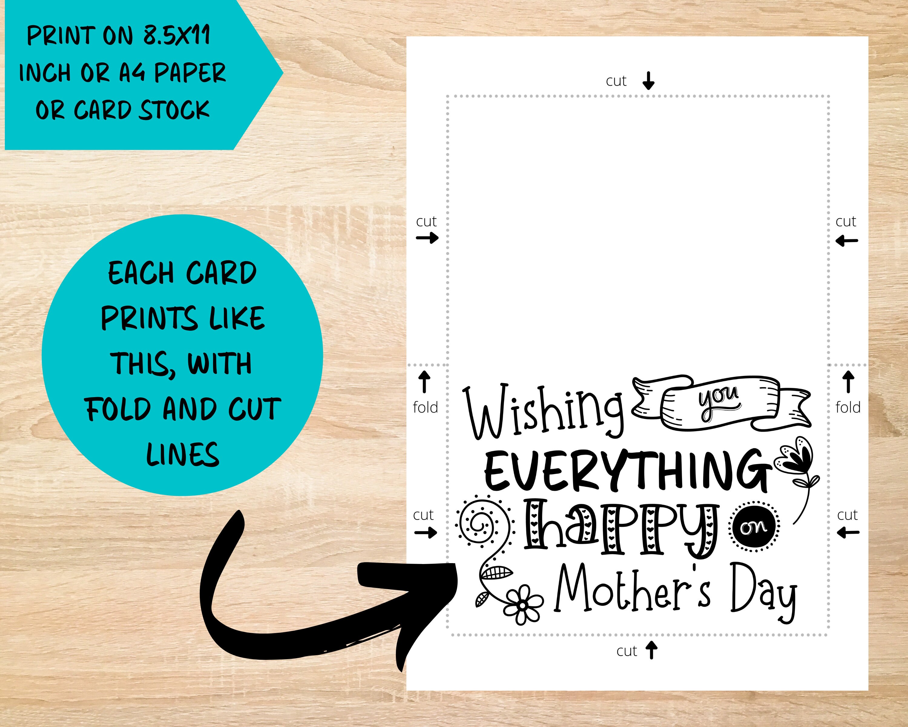 Mother's Day Cards, Printable Mothers Day Cards, Set of 4 Cards ...