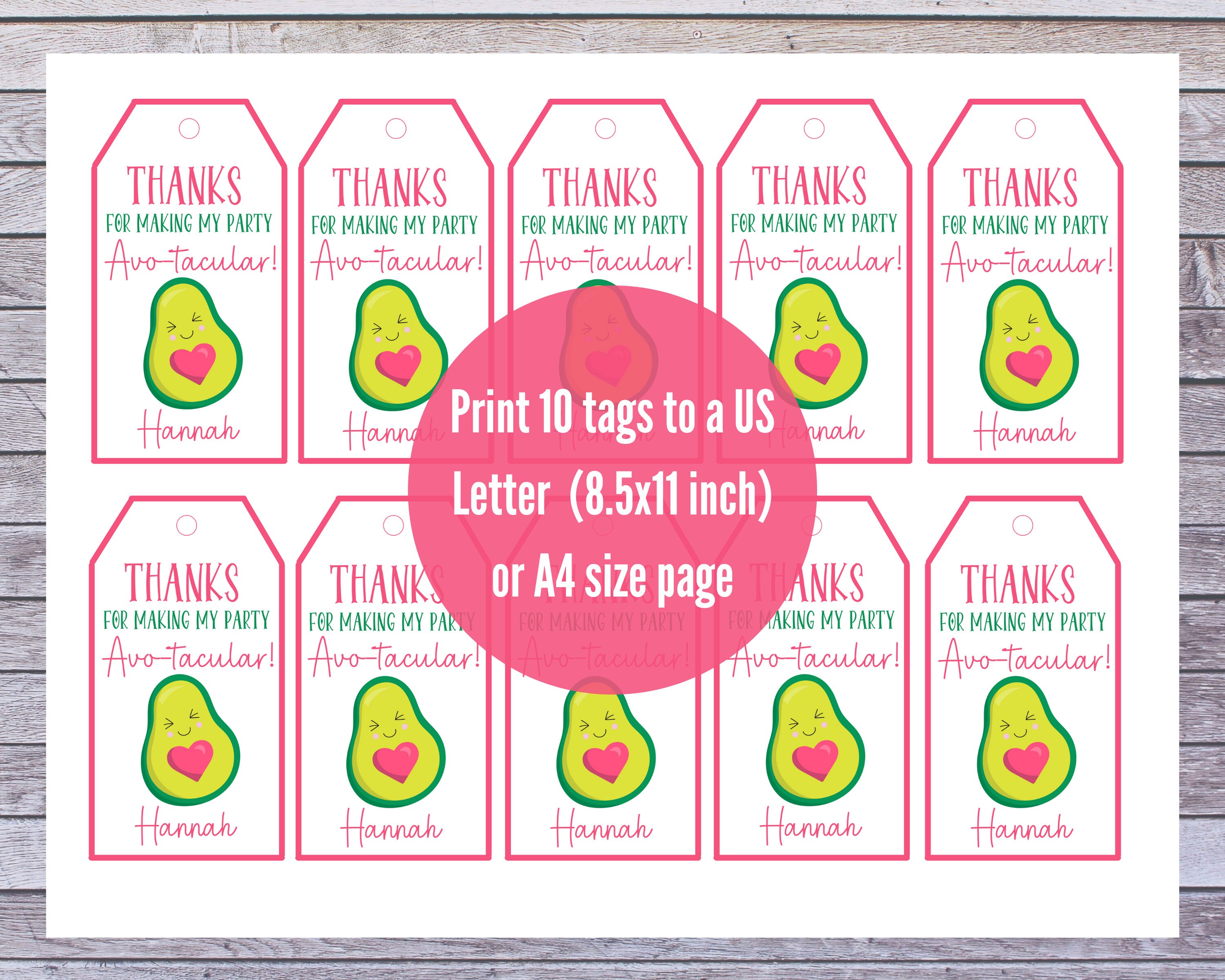 Avocado Favor Tags, Kids Avocado Birthday, Kawaii Avocado Favor Tags ...
