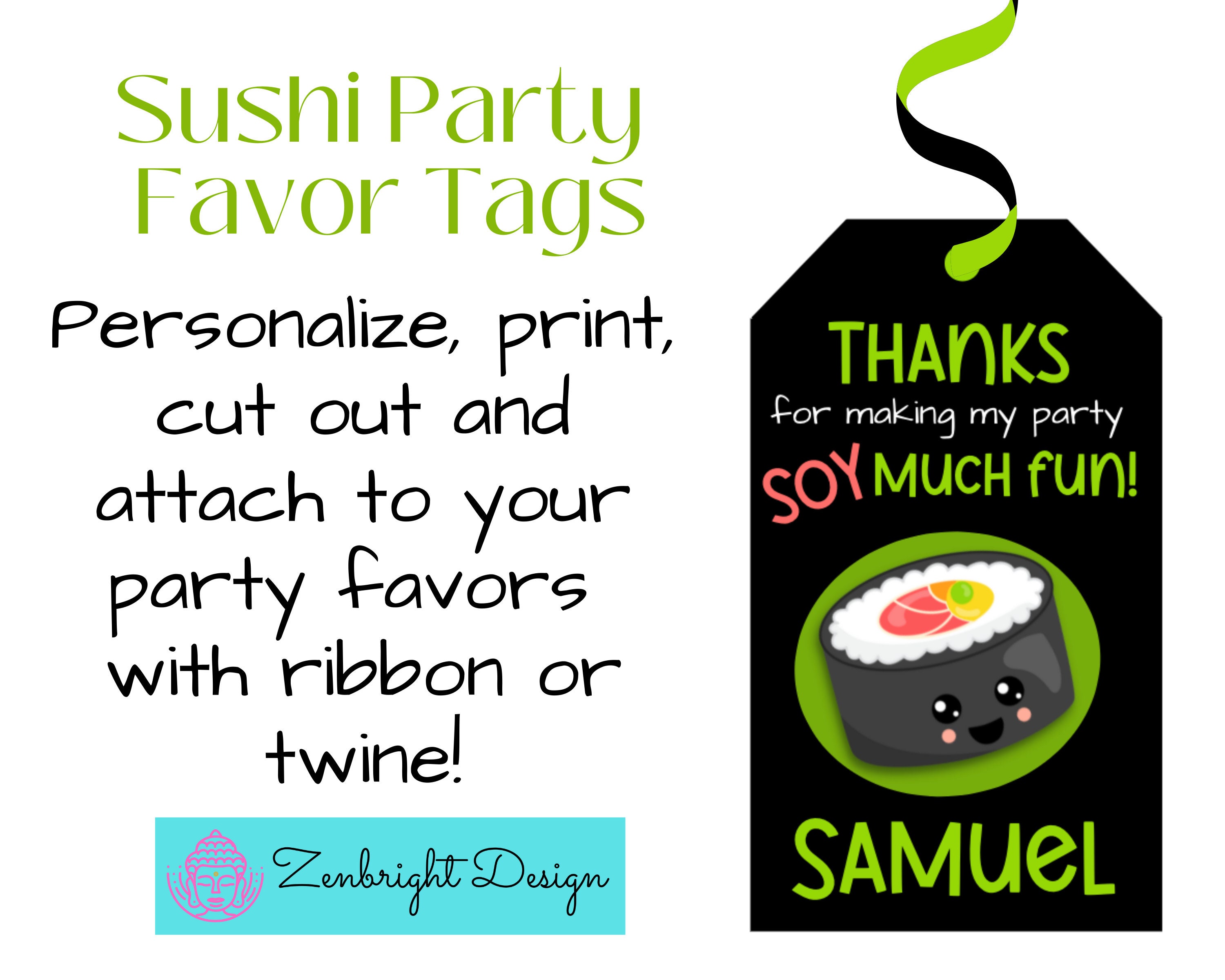 Sushi Birthday Party, Sushi Favor Tags, Kids Sushi Party, Kawaii Sushi ...