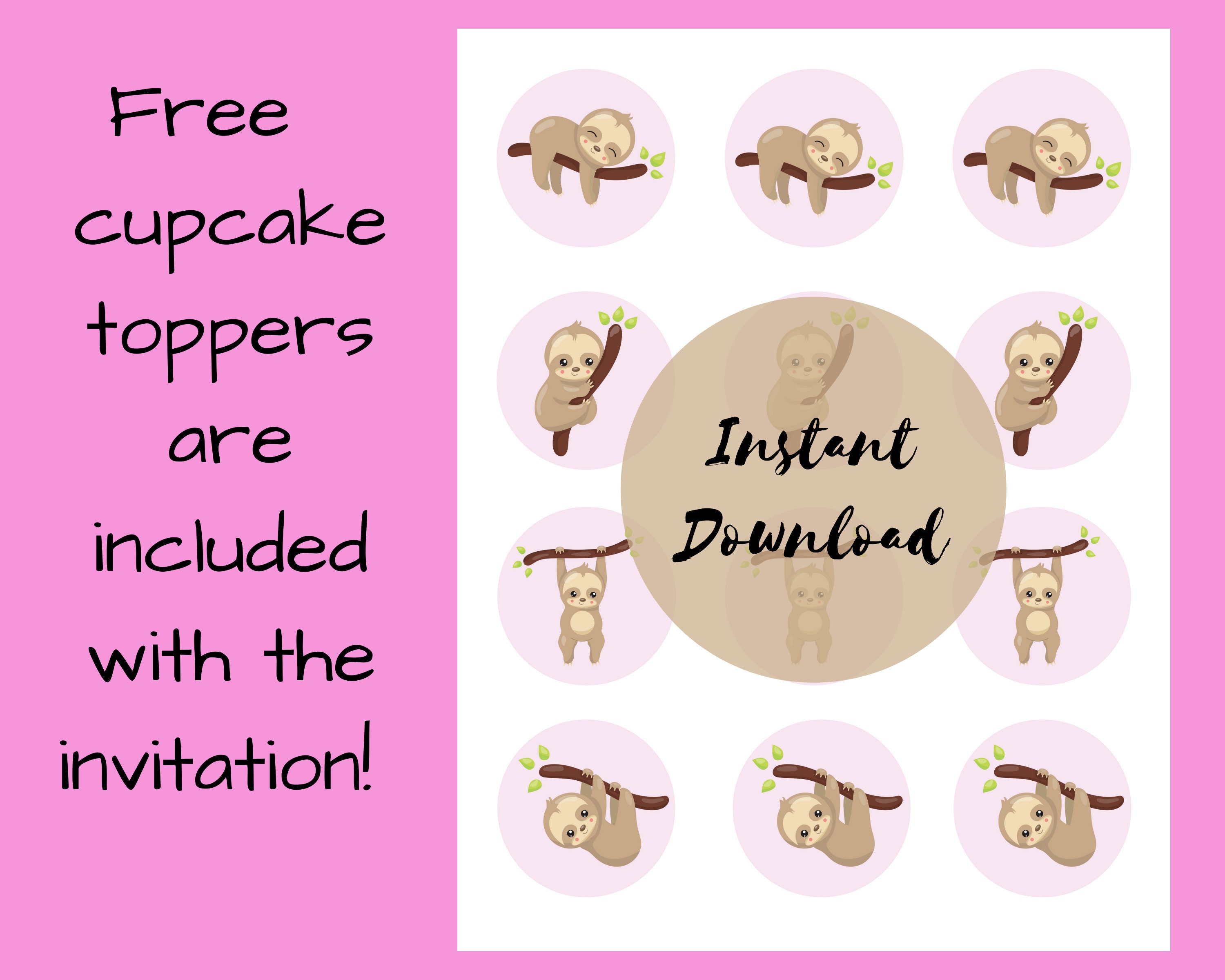 Sloth Birthday Party Invitation, Kids Sloth Invitation, Sloth Party ...