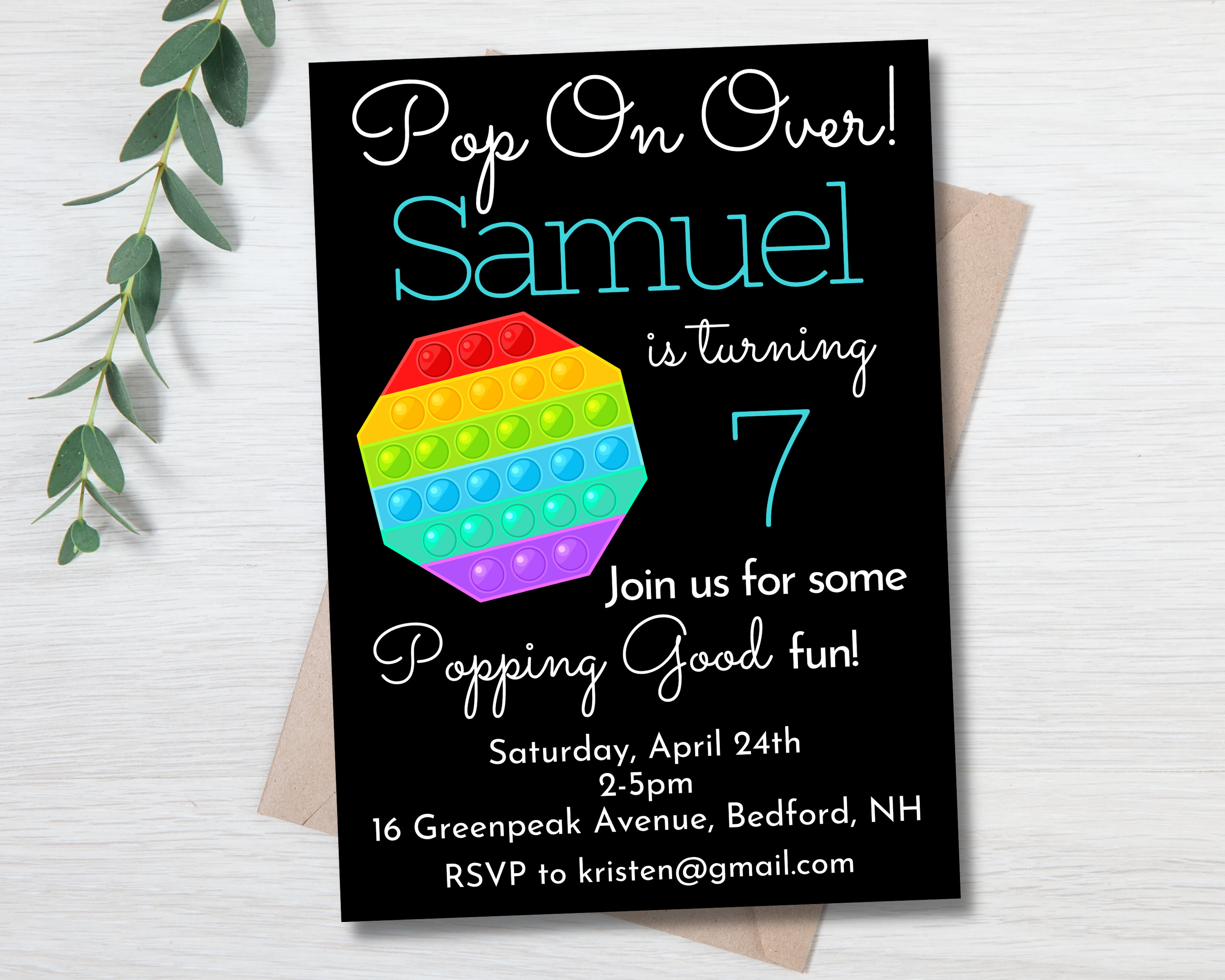 Pop It Birthday Party Invitation, Editable Pop It Invitation, Fidget ...