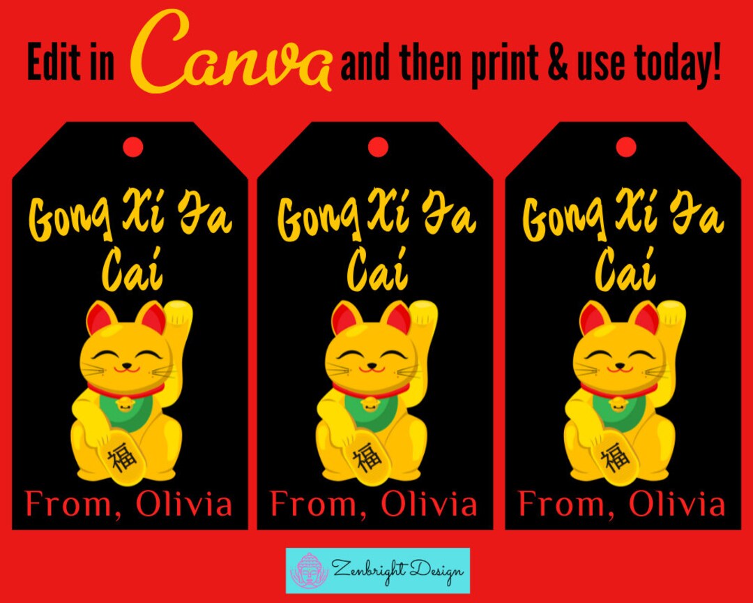 Chinese New Year Gift Tags, CNY Gift Tags, Lunar New Year Gift Tags ...