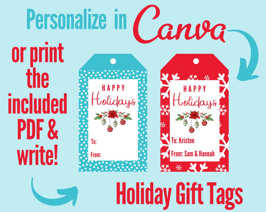 Christmas Gift Tags, Holiday Gift Tags Printable, Christmas Gift Labels ...