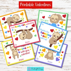 Kids Valentines, Printable Valentines, Sloth Valentine's Day Cards ...