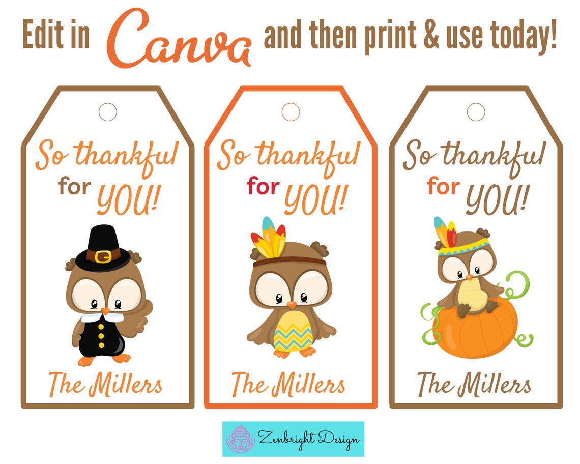 Editable Thanksgiving Gift Tags, Thanksgiving Gift Tags, Printable ...