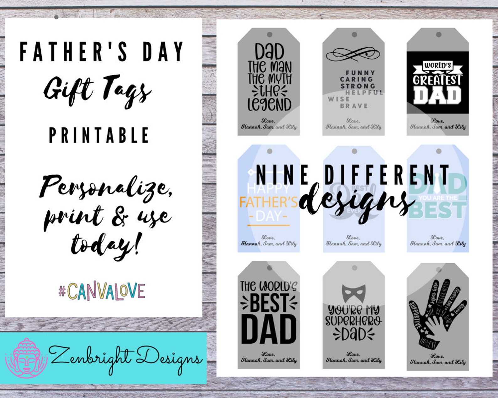 Father's Day Gift Tags, Instant Download, Printable, Personalize ...
