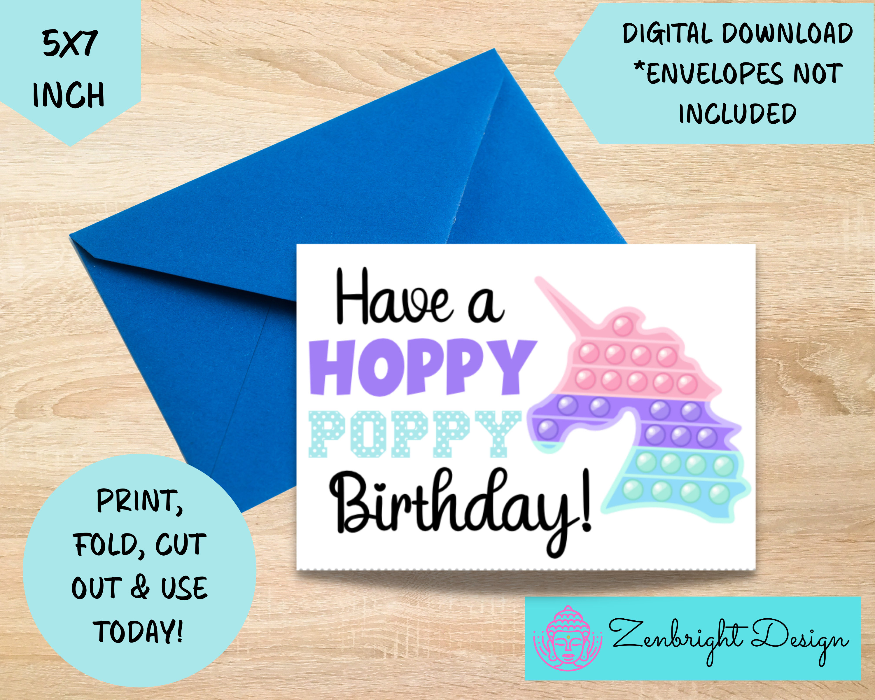 Printable Birthday Card, Pop It Birthday Card, Set of 4 Birthday Cards ...