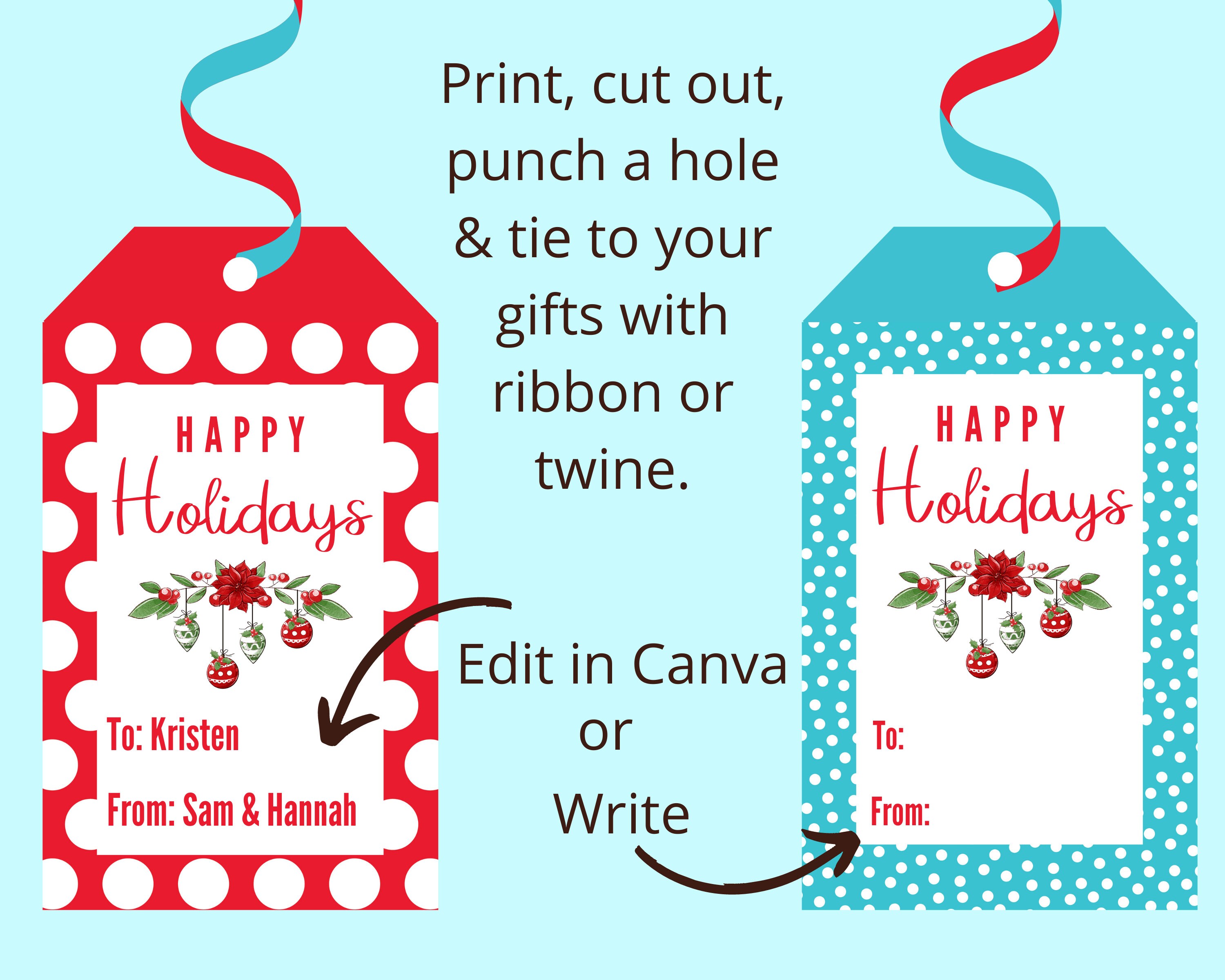 Christmas Gift Tags, Holiday Gift Tags Printable, Christmas Gift Labels ...