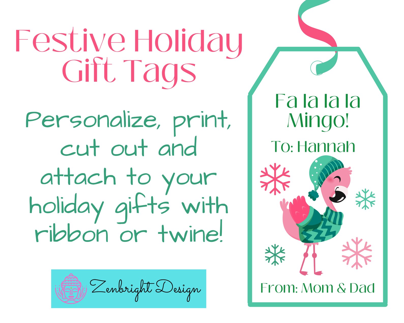 Editable Christmas Gift Tags, Tropical Christmas, Holiday Gift Tags ...