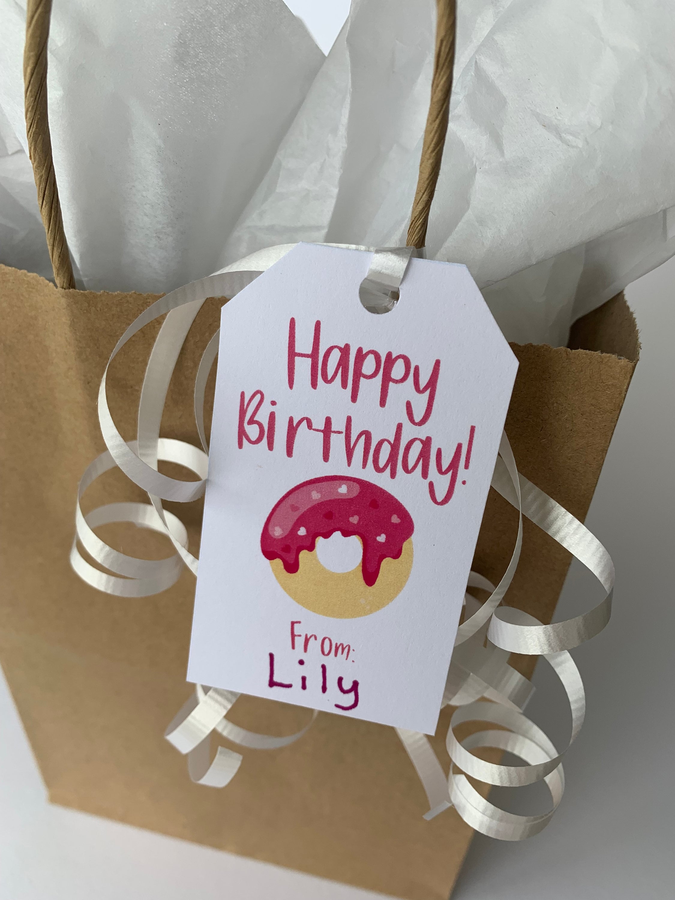 Donuts Gift Tags, Kids Happy Birthday Gift Tags, Donuts, Instant ...