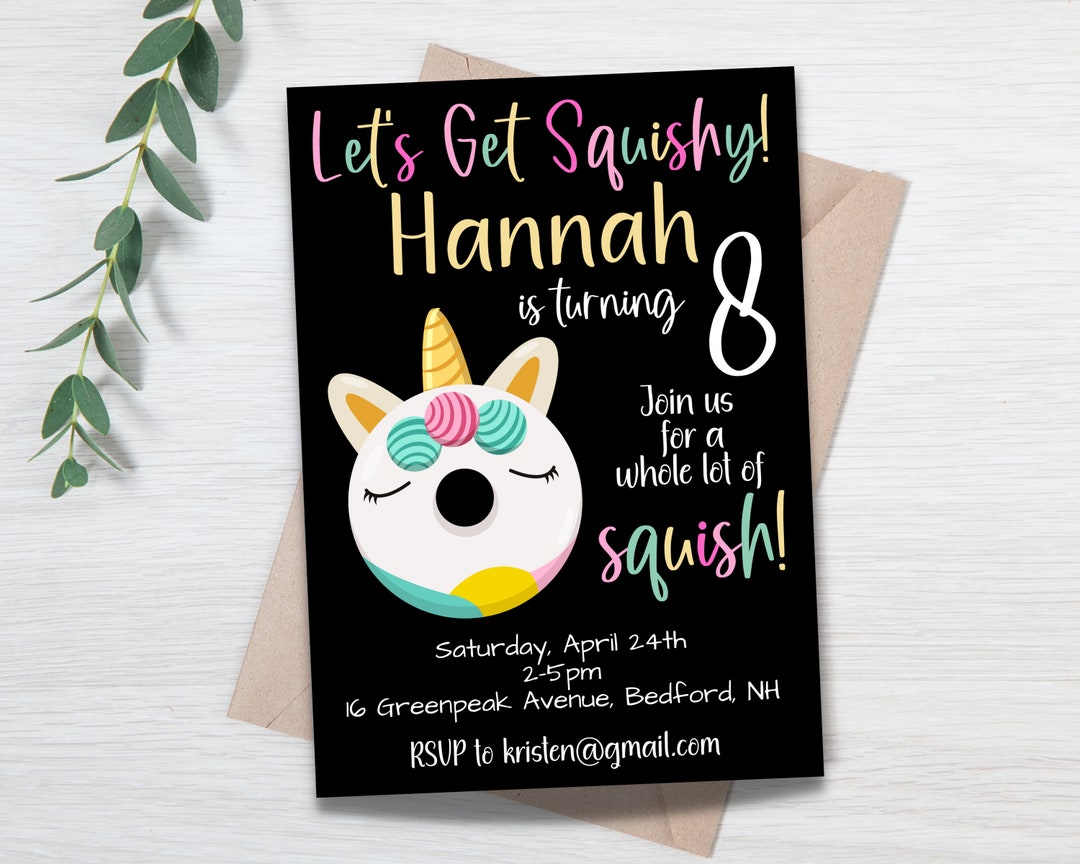 Squishy Invitation, Squishy Birthday Party, Squishies Birthday, Kids ...