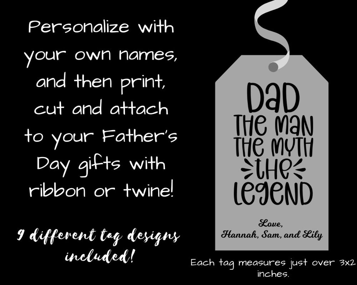 Father's Day Gift Tags, Instant Download, Printable, Personalize ...