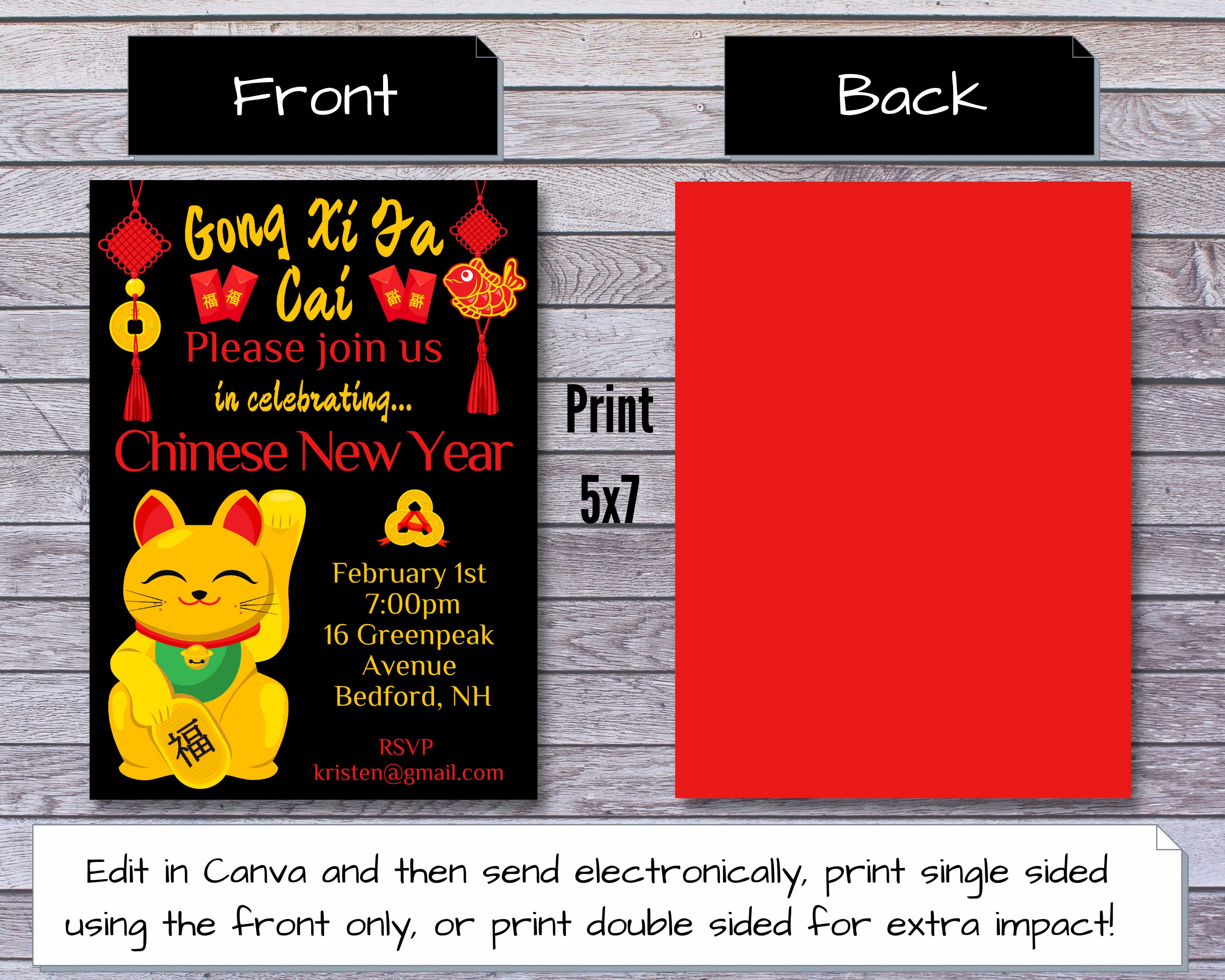 Chinese New Year Party Invitation, CNY Invitation, Lunar New Year ...