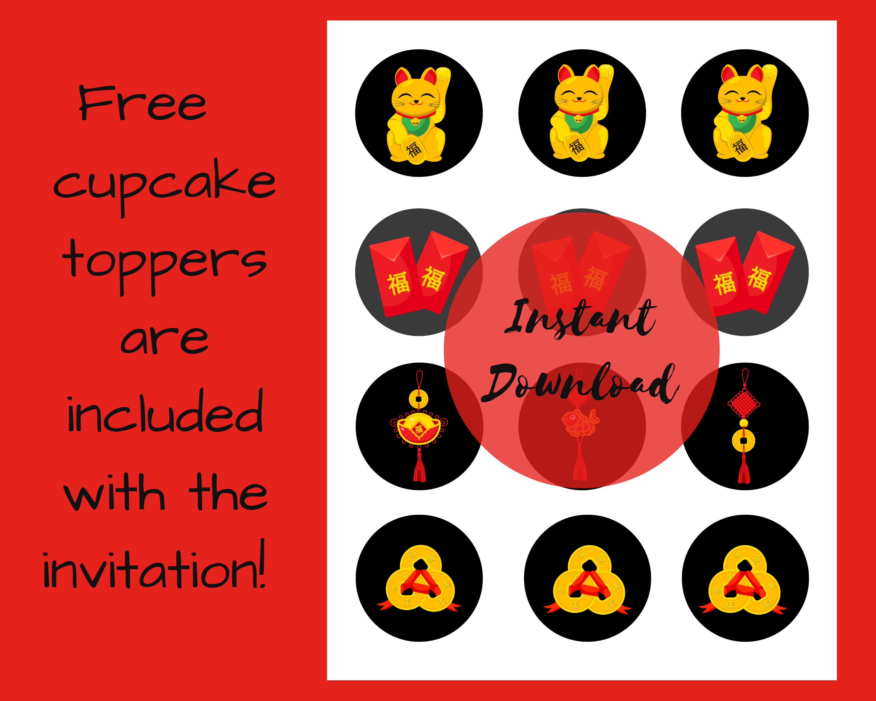 Chinese New Year Party Invitation, CNY Invitation, Lunar New Year ...