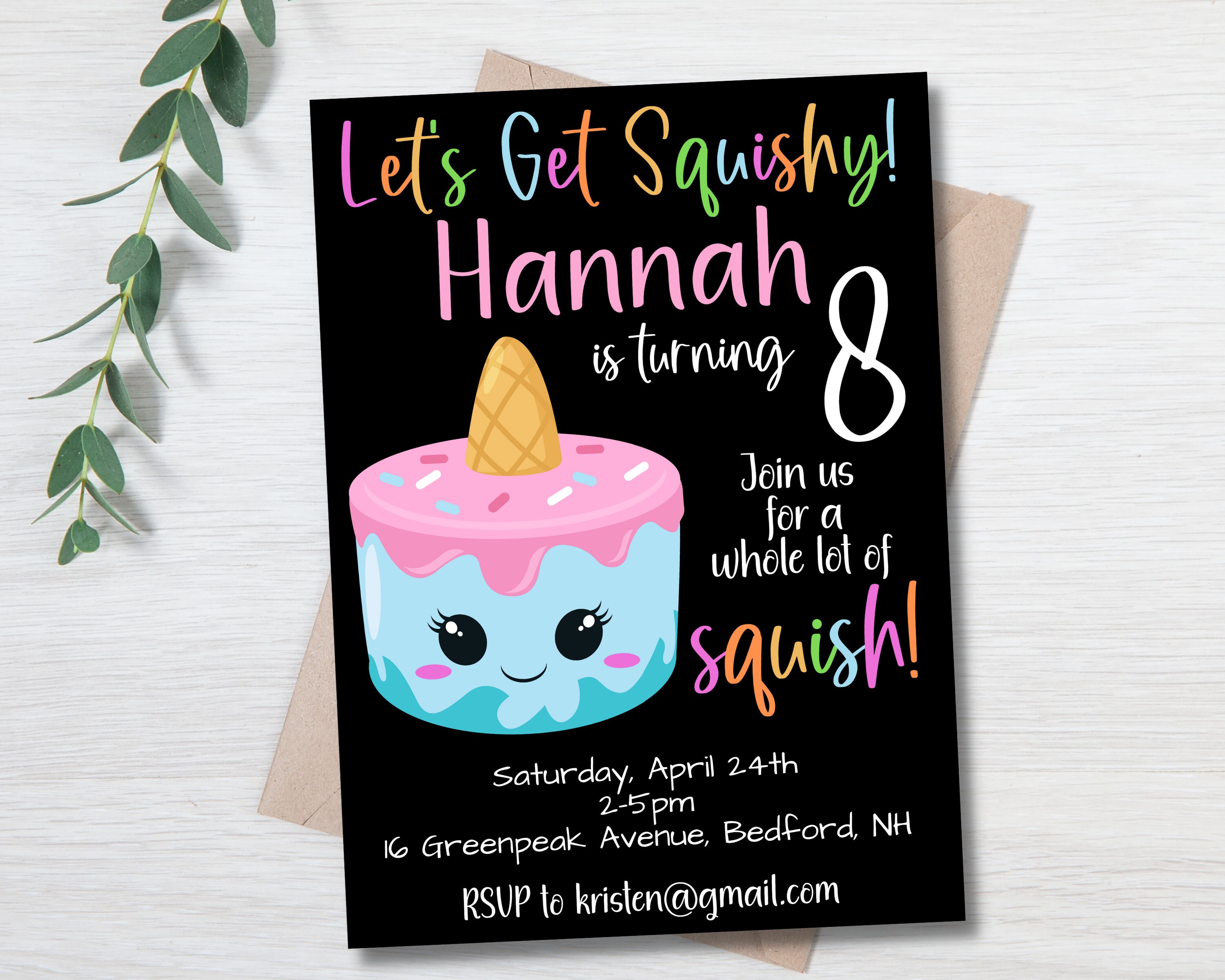 Squishy Invitation, Squishy Birthday Party, Squishies Birthday, Kids ...
