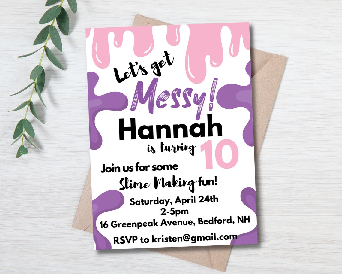 Slime Party Invitation Editable Slime Making Birthday Party - Etsy Hong ...