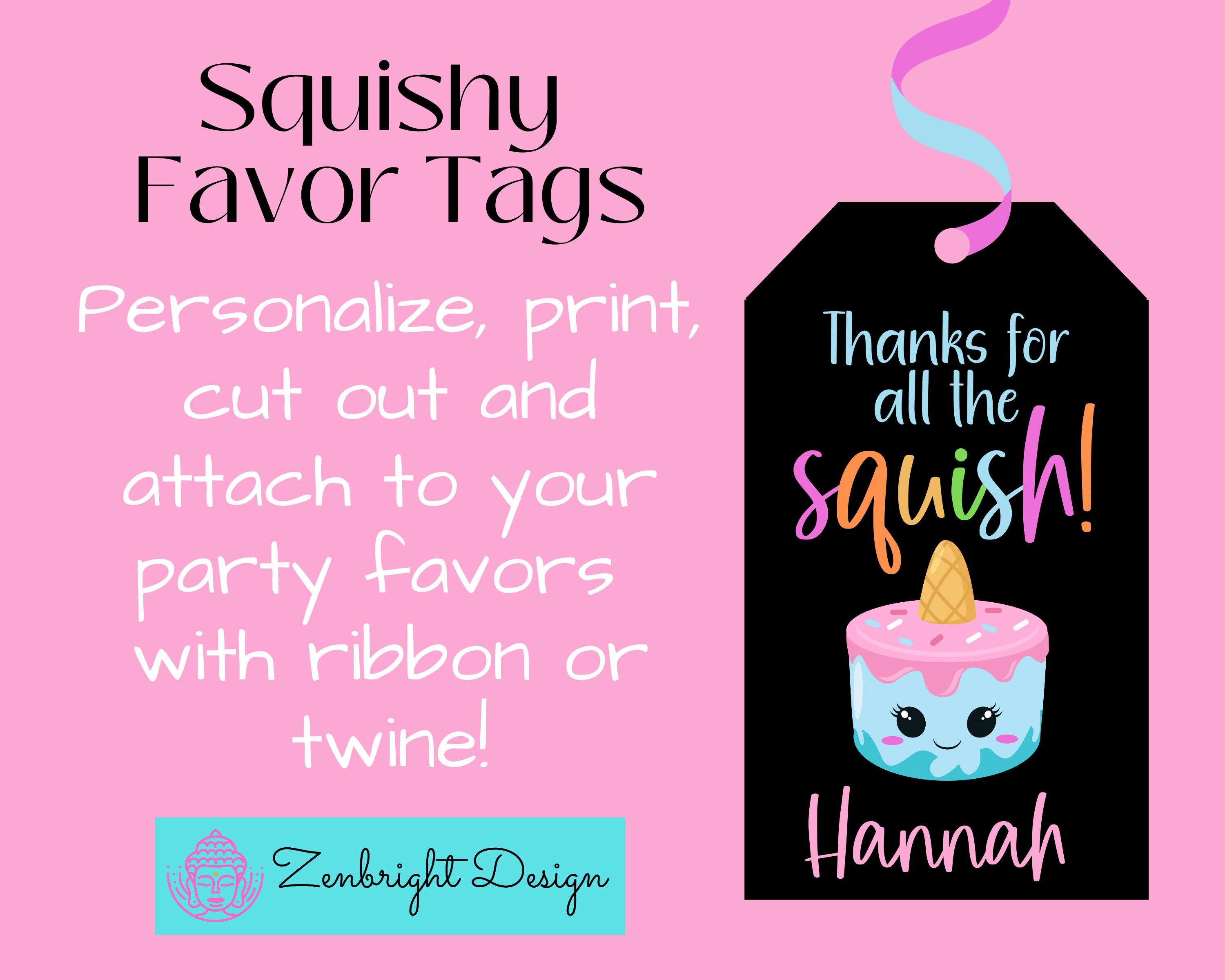 Squishy Favor Tags, Squishies Birthday, Kawaii Squishy Favor Tags ...