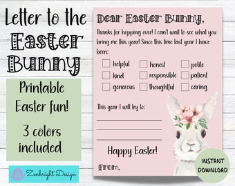 Dear Easter Bunny Letter, Letter to the Easter Bunny, Easter Printable ...
