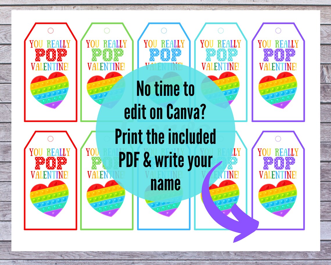Pop It Valentines, Valentines Gift Tags, Pop It Valentines Gift Tag ...