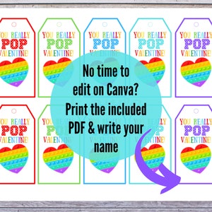 Pop It Valentines, Valentines Gift Tags, Pop It Valentines Gift Tag ...