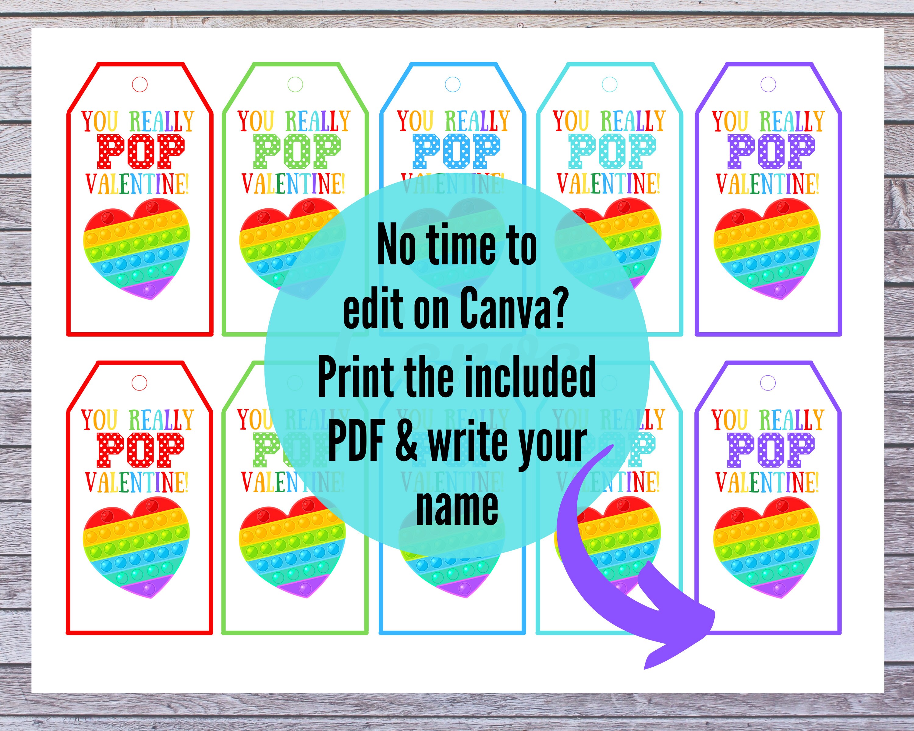 Pop It Valentines, Valentines Gift Tags, Pop It Valentines Gift Tag ...