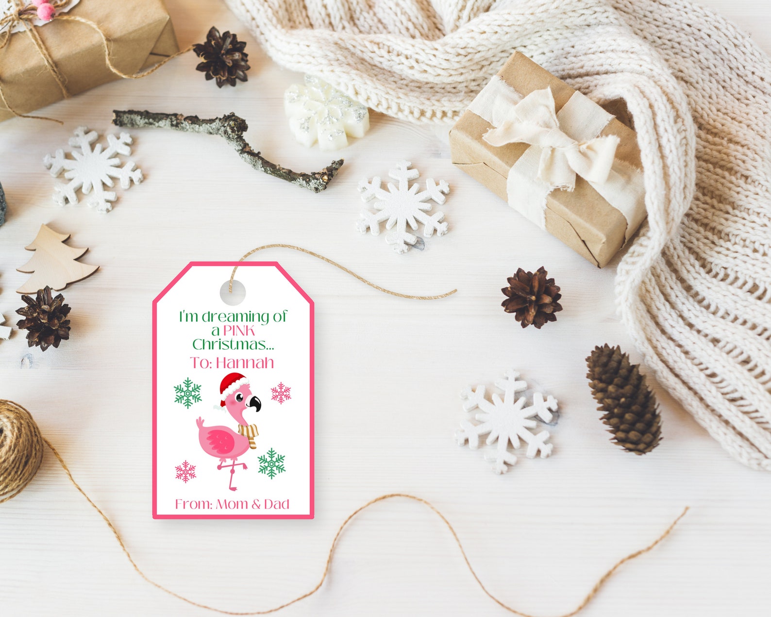 Editable Christmas Gift Tags, Tropical Christmas, Holiday Gift Tags ...