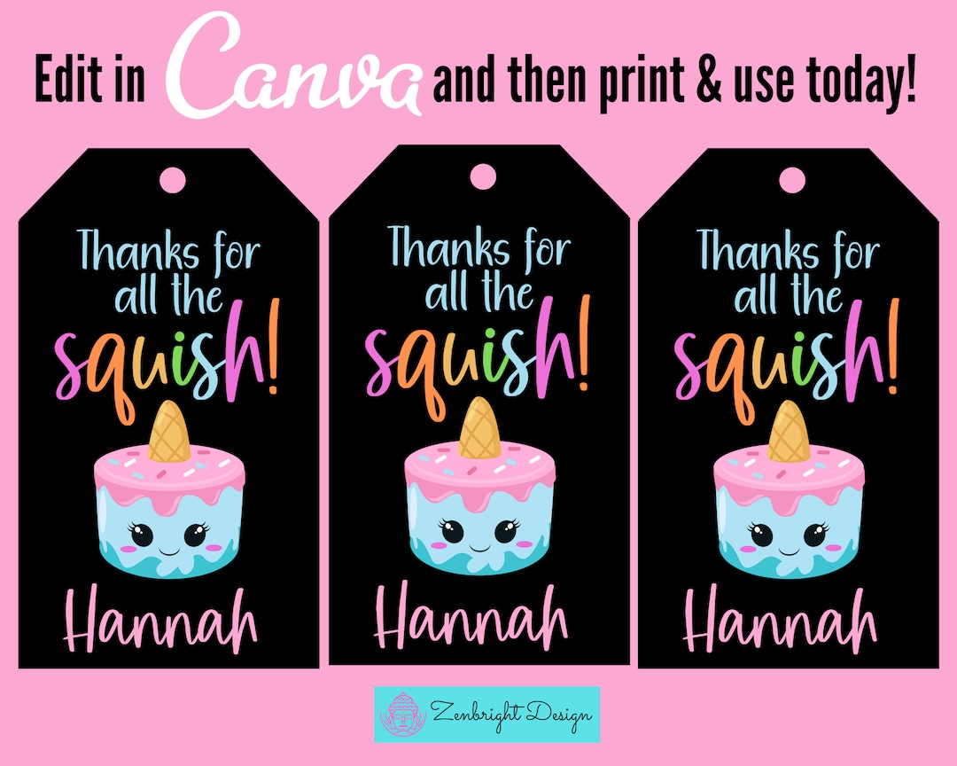 Squishy Favor Tags, Squishies Birthday, Kawaii Squishy Favor Tags ...