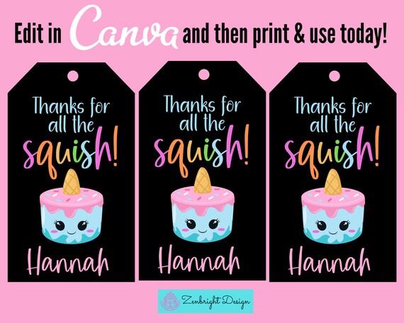 Squishy Favor Tags Squishies Birthday Kawaii Squishy Favor | Etsy