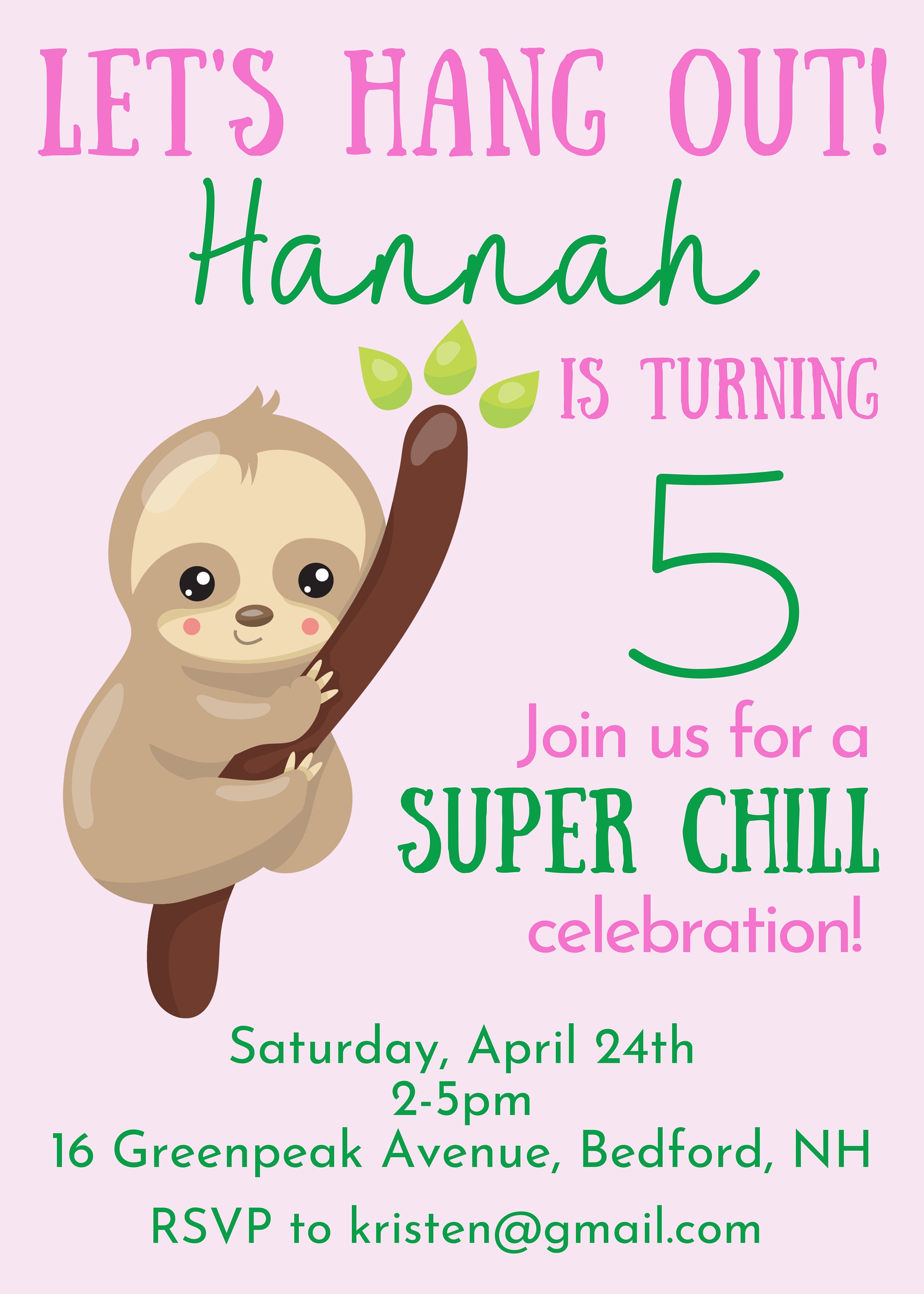 Sloth Birthday Party Invitation, Kids Sloth Invitation, Sloth Party ...