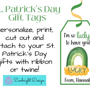 St. Patrick's Day Gift Tags, St. Patrick's Day Tags, Printable St ...