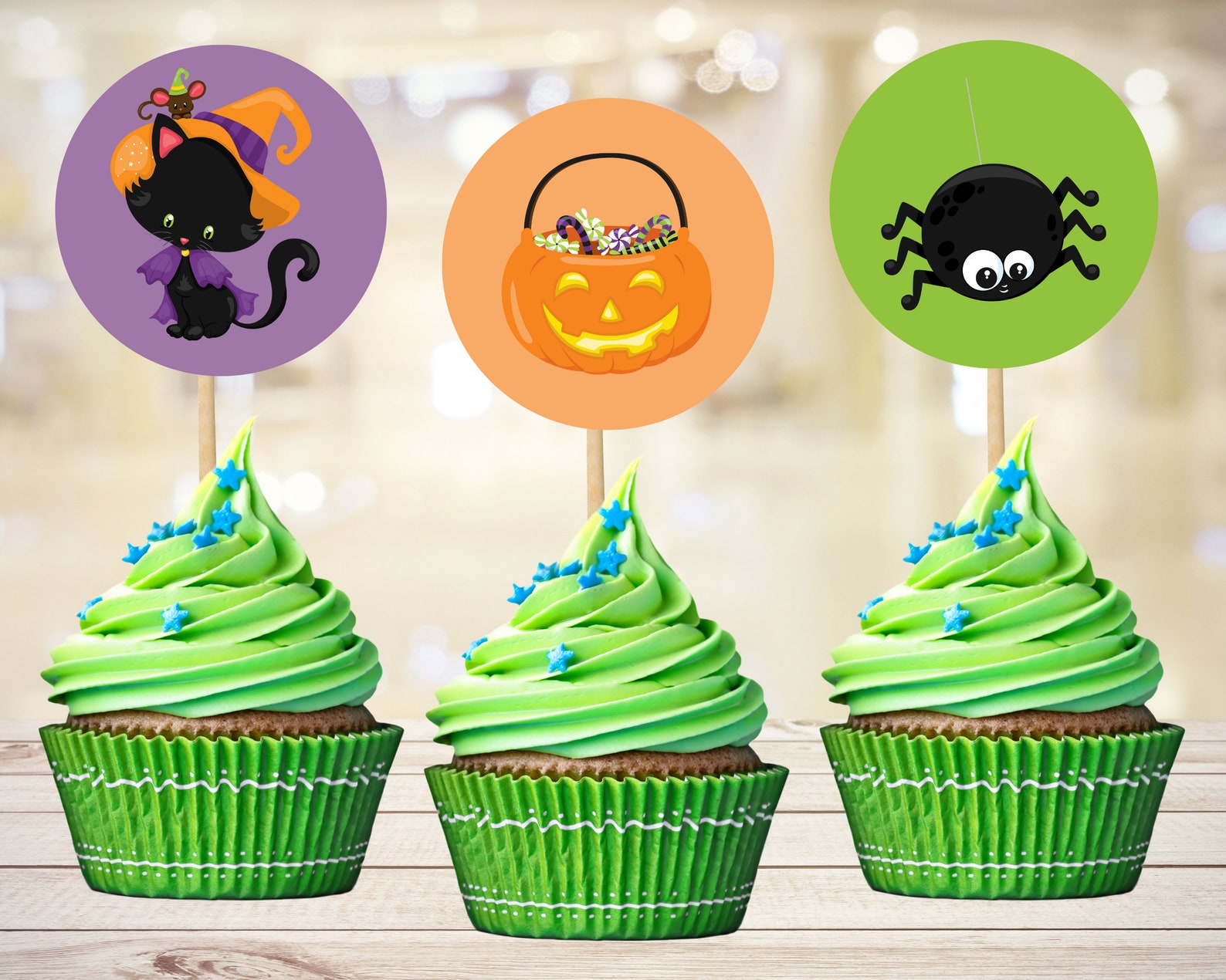 Halloween Cupcake Toppers, Kid's Halloween Party Treats, Halloween ...