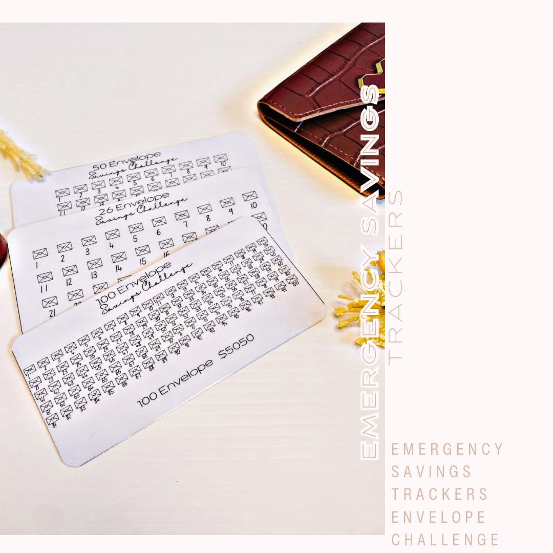 Emergency Savings Trackers Envelope Savings Challenges - Etsy