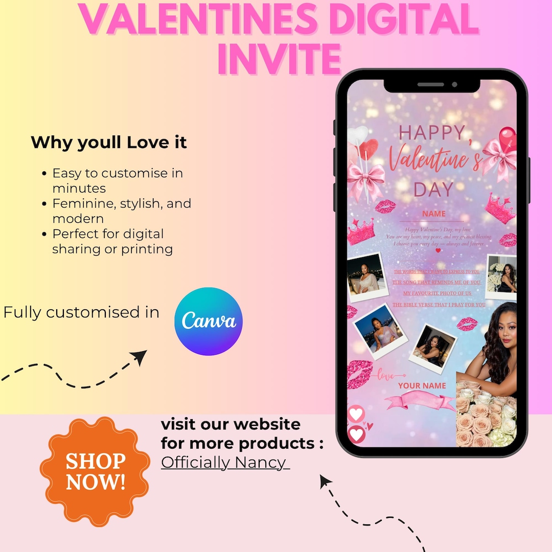 Valentines Day Digital Love Letter, Editable Canva Valentine Letter ...