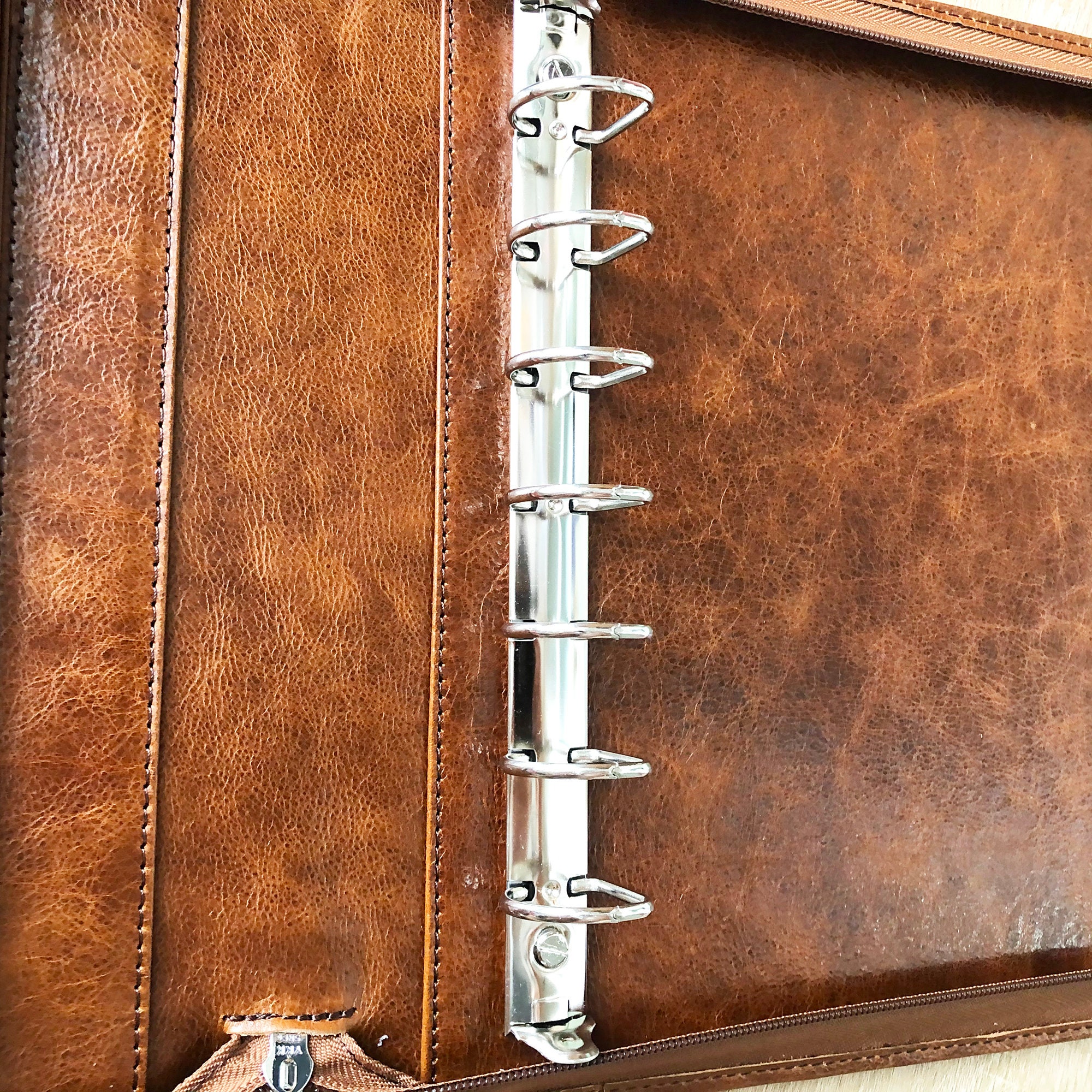 Custom 7 Ring Check Binder Portfolio -leather Binder With Zippered ...