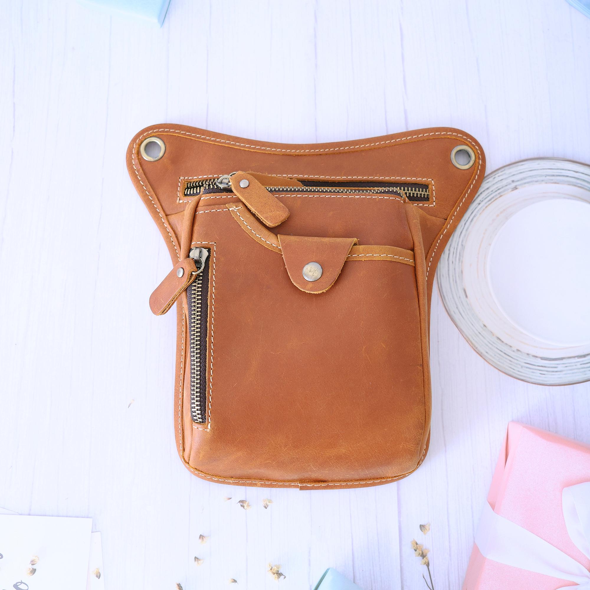 Personalized Retro Leather Leg Bag, Thigh Bag Leather Waist Personalized Retro Leather Leg Bag, Thigh Bag Leather Waist
