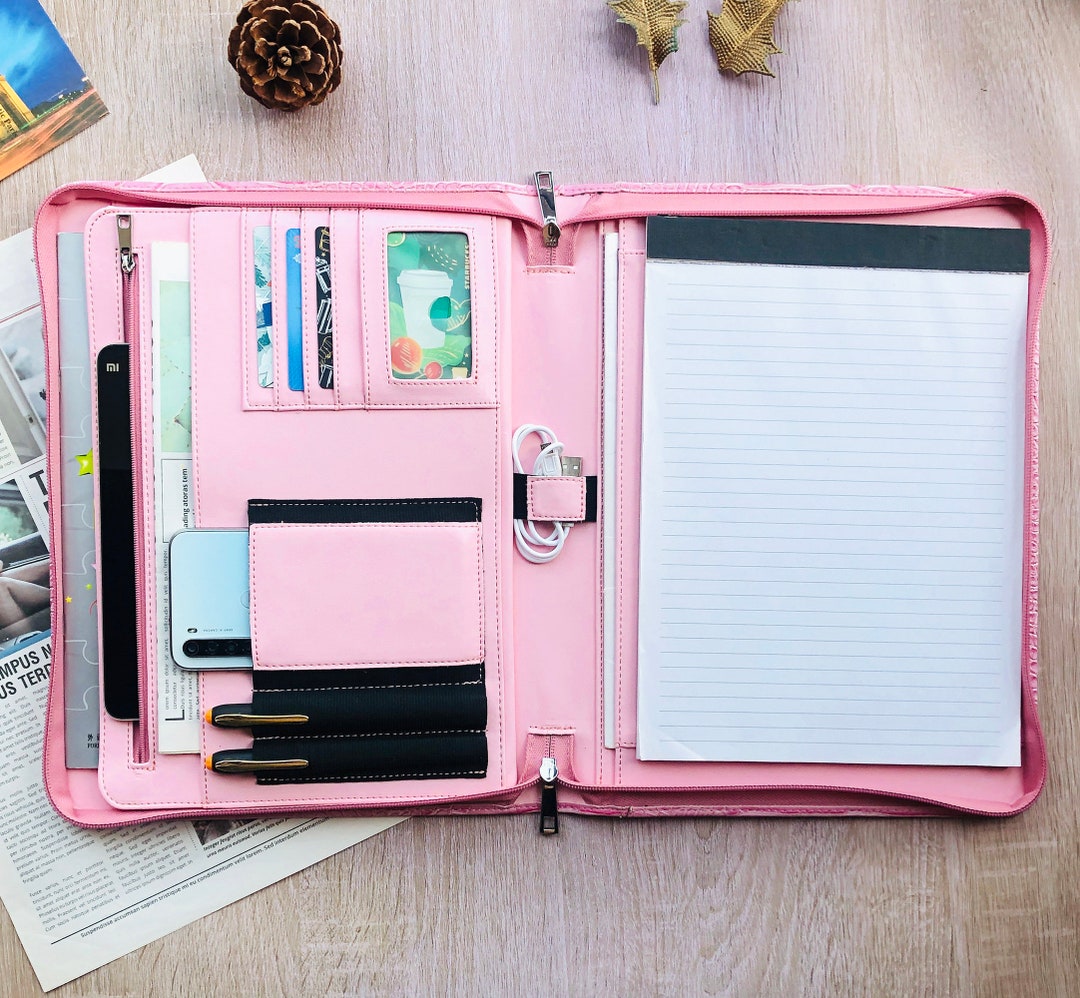 Portfolio for Women, Engraved Leather Portfolio, Portfolio With Zipper ...