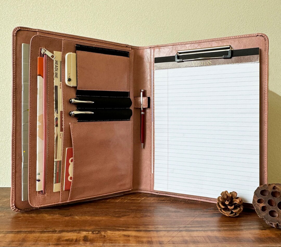 Engraved Leather Portfolio, Portfolio for Women A4 Portfolio, Pink ...