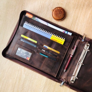 Custom 3 Ring Check Binder Portfolio -leather Check Binder With Zipper ...