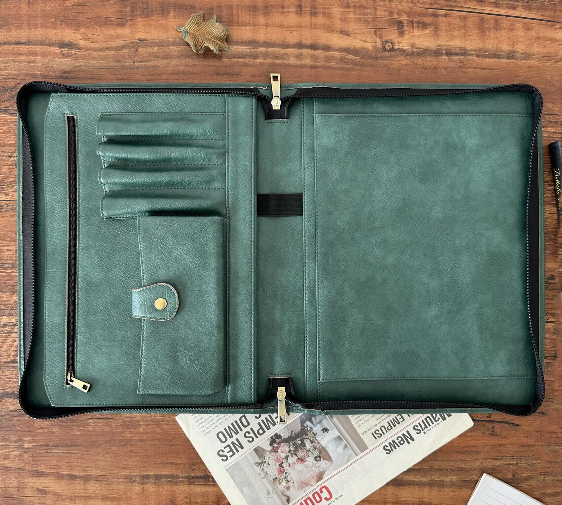 Engraved Leather Portfolio, Vegan Leather Portfolio for Men, A4 ...