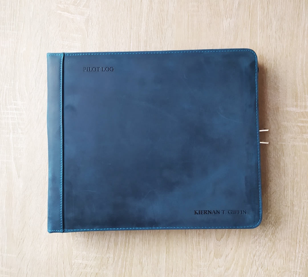 Personalized Pilots Log Book Binder, Custom Leather Binder for Pilots ...
