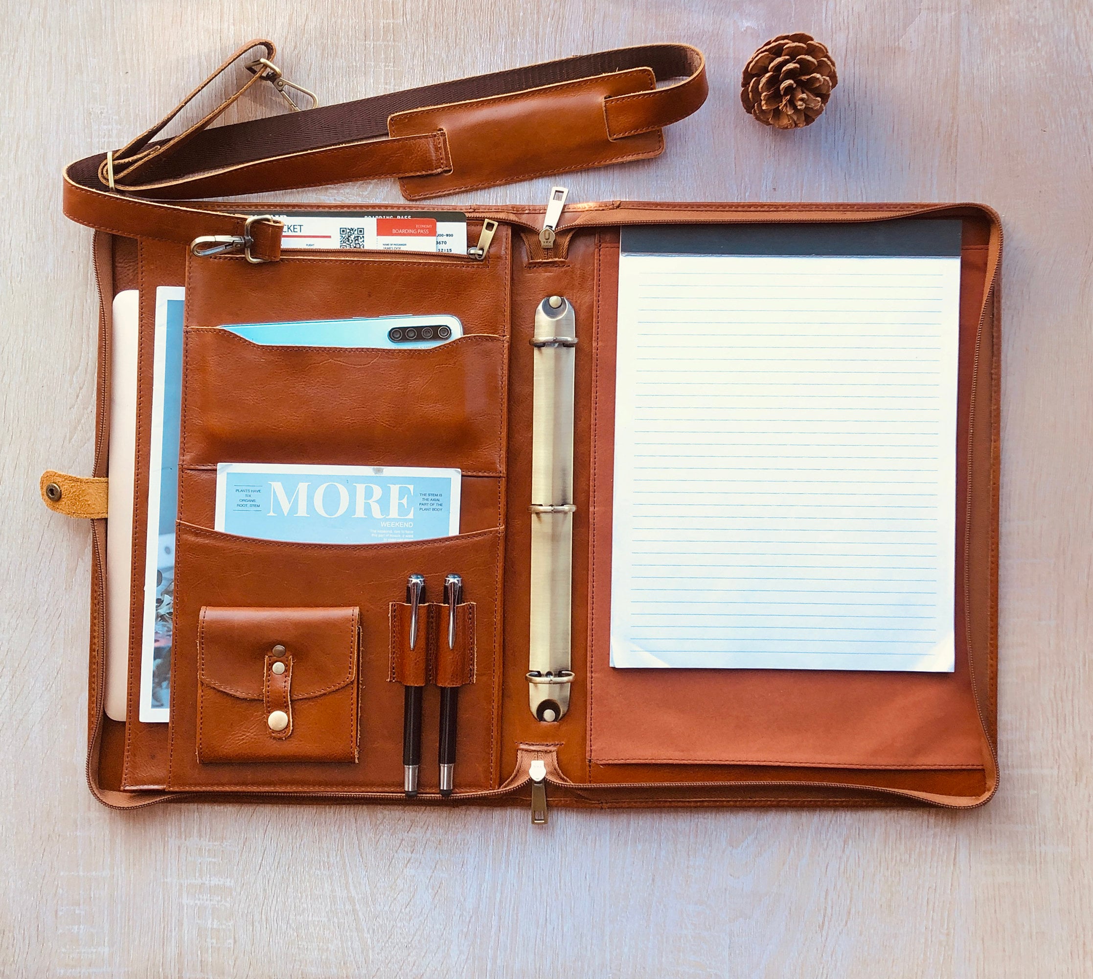 Portfolio With Strap, Leather Portfolio With Handle, 8.5*14 Legal Size ...